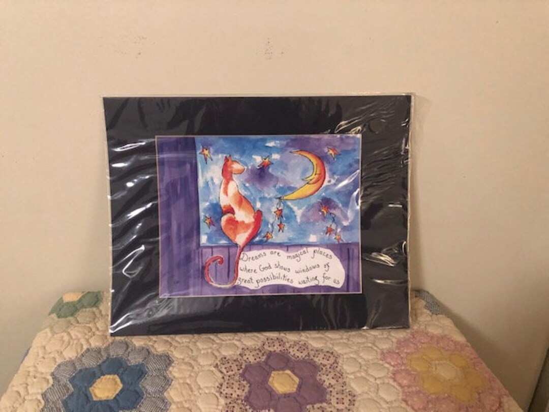 Colorful Ginger Cat Man in the Moon and Stars Dreams Are Magical Places ...