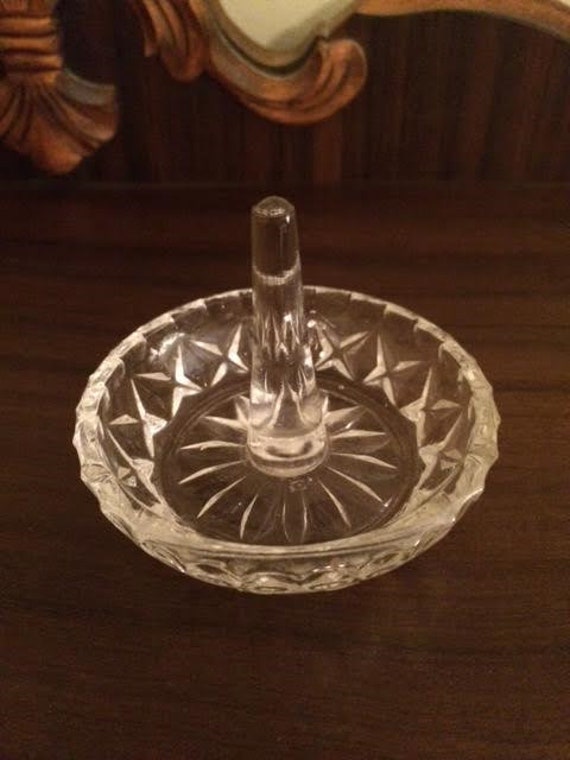 Vintage Clear Cut Glass Ring Catcher Holder Tray | Etsy