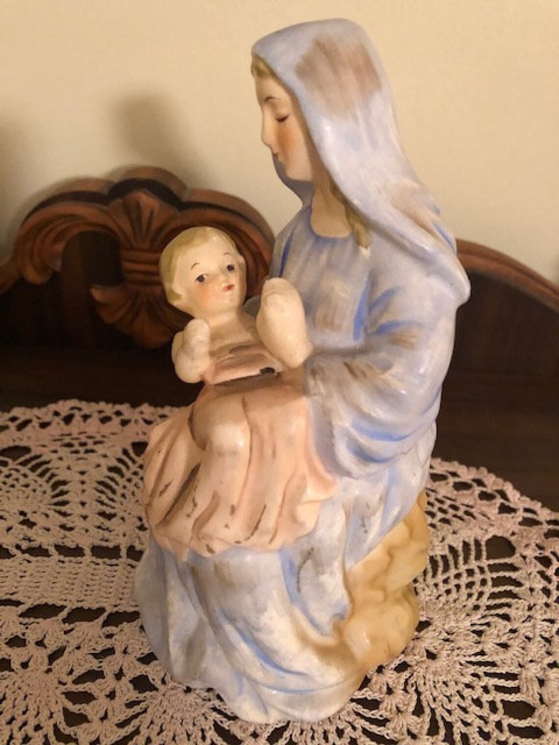 Vintage Lefton China Virgin Mary Madonna and Child Figurine - Etsy