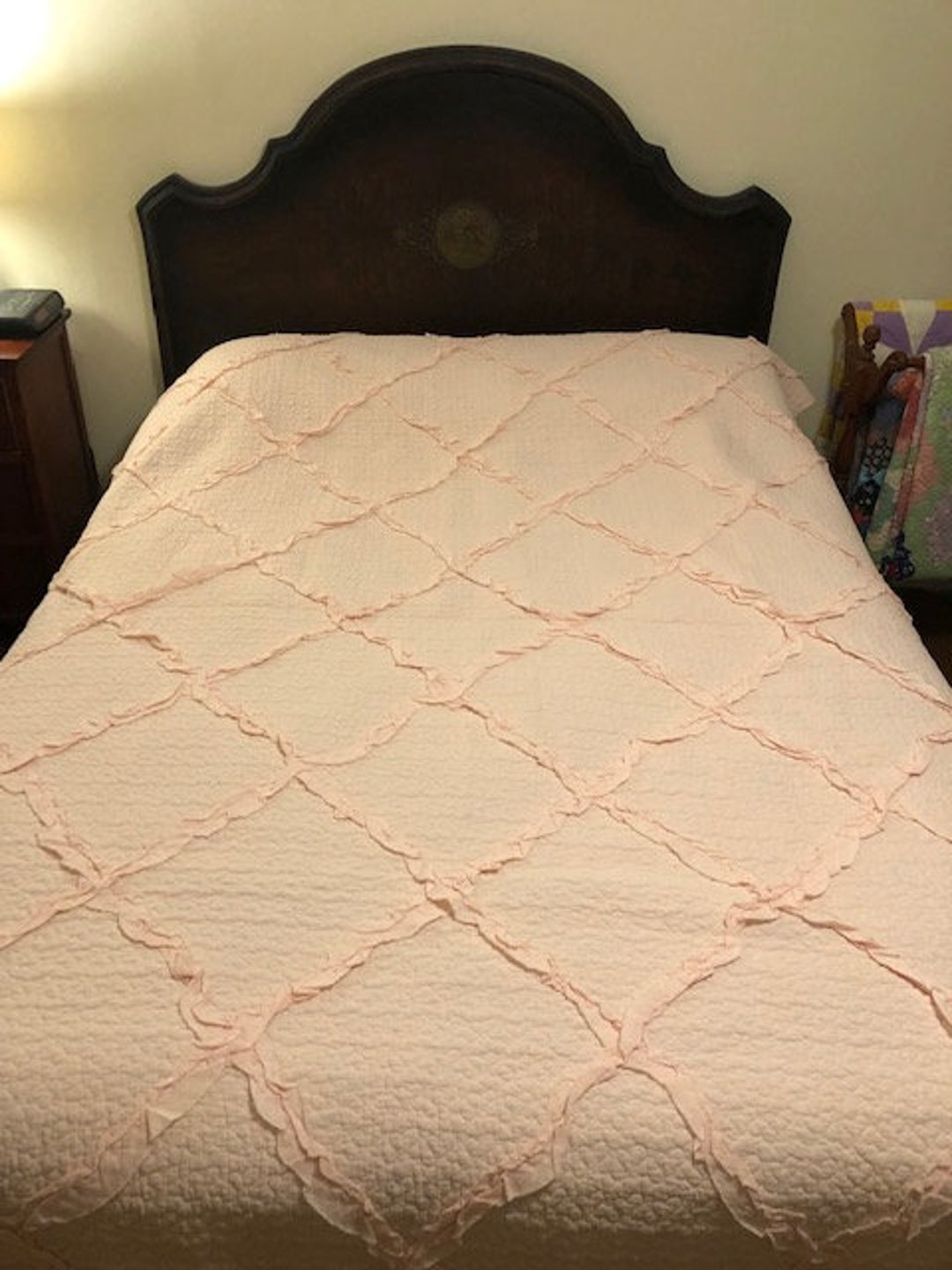 Pale Pink Shabby Chic Twin XL Bedspread - Etsy