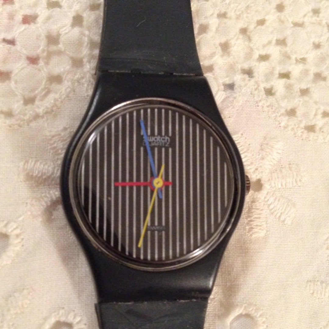 Rare Miss Pinstripe Ladies Cool Retro Original Swiss Made Swatch Wrist ...