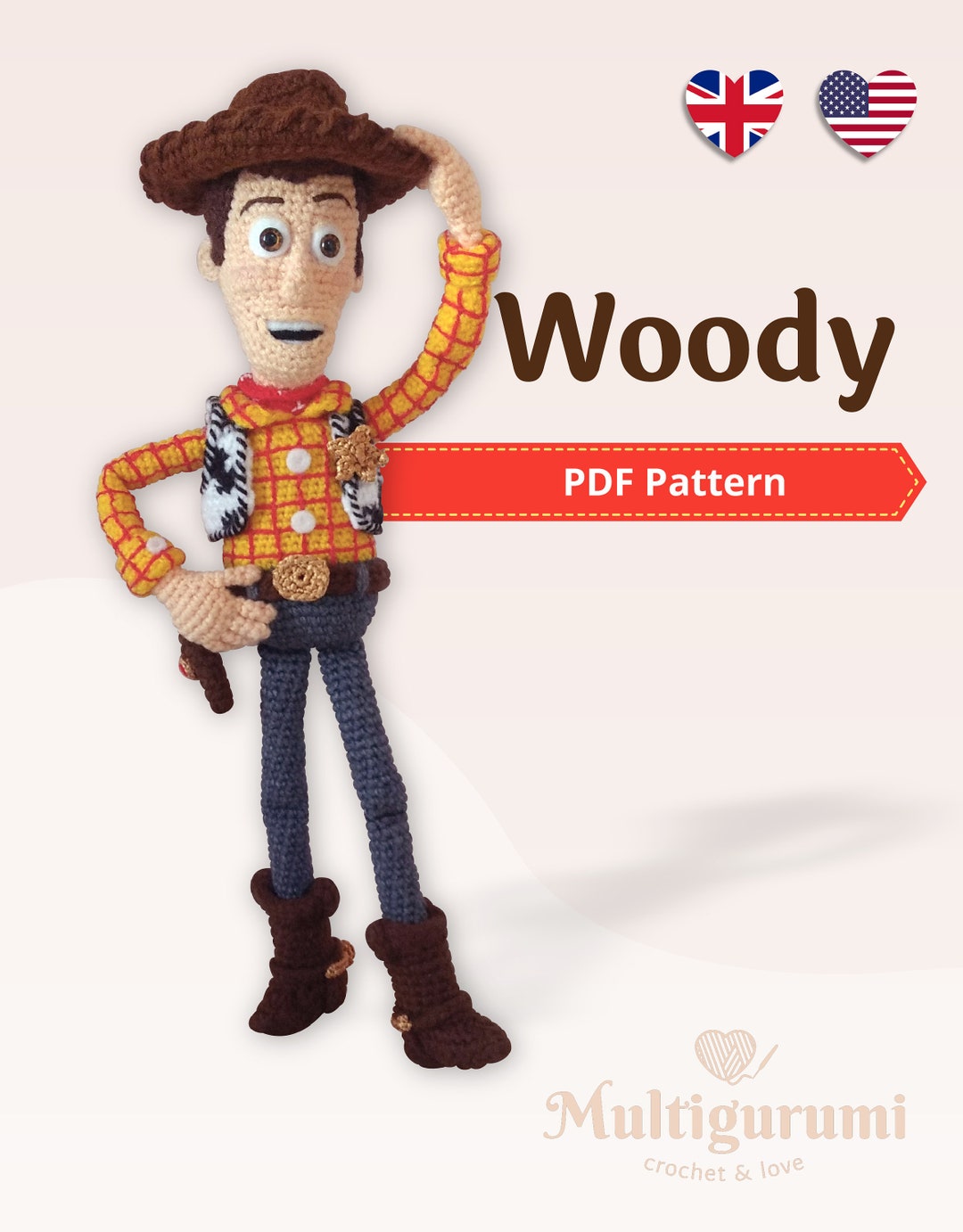 WOODY - Patrón Amigurumi a Crochet (INGLÉS) - Etsy