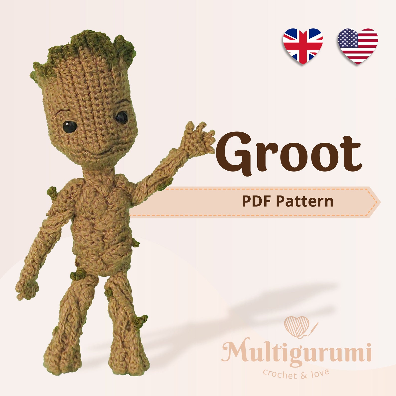 GROOT Crochet Amigurumi Pattern english - Etsy