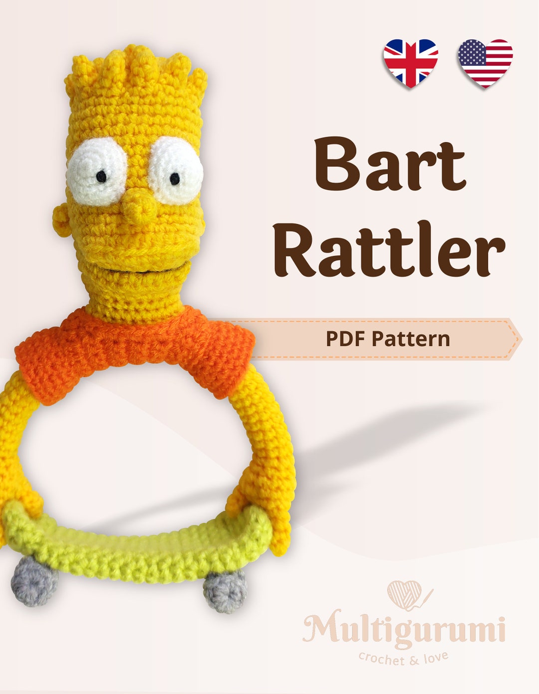 BART RATTLER - Crochet Amigurumi Pattern (ENGLISH) - Etsy