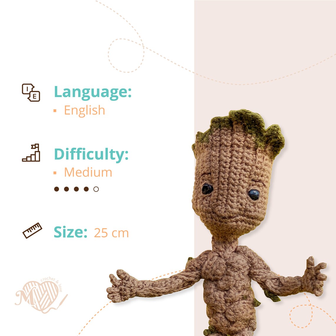 GROOT Crochet Amigurumi Pattern english - Etsy