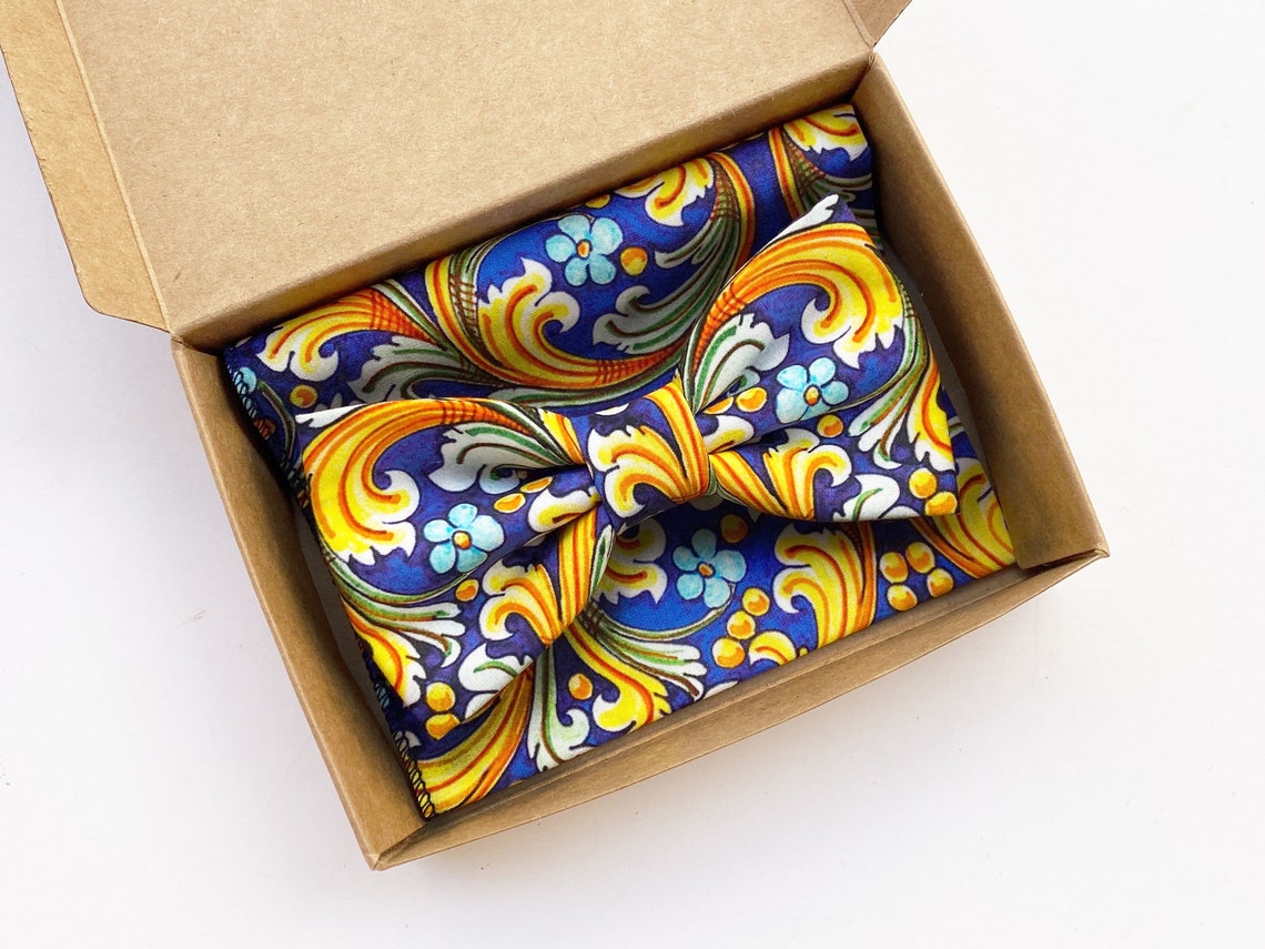 Papillon blu notte con nodo pattern maiolica siciliana - Etsy Italia