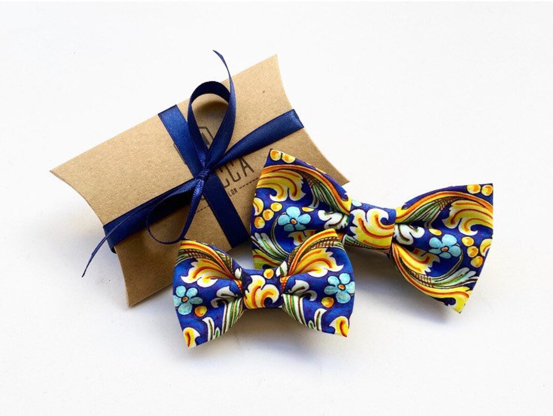 Bow Tie for Dad and Son,maiolica Pattern,father and Son Gift Idea for ...