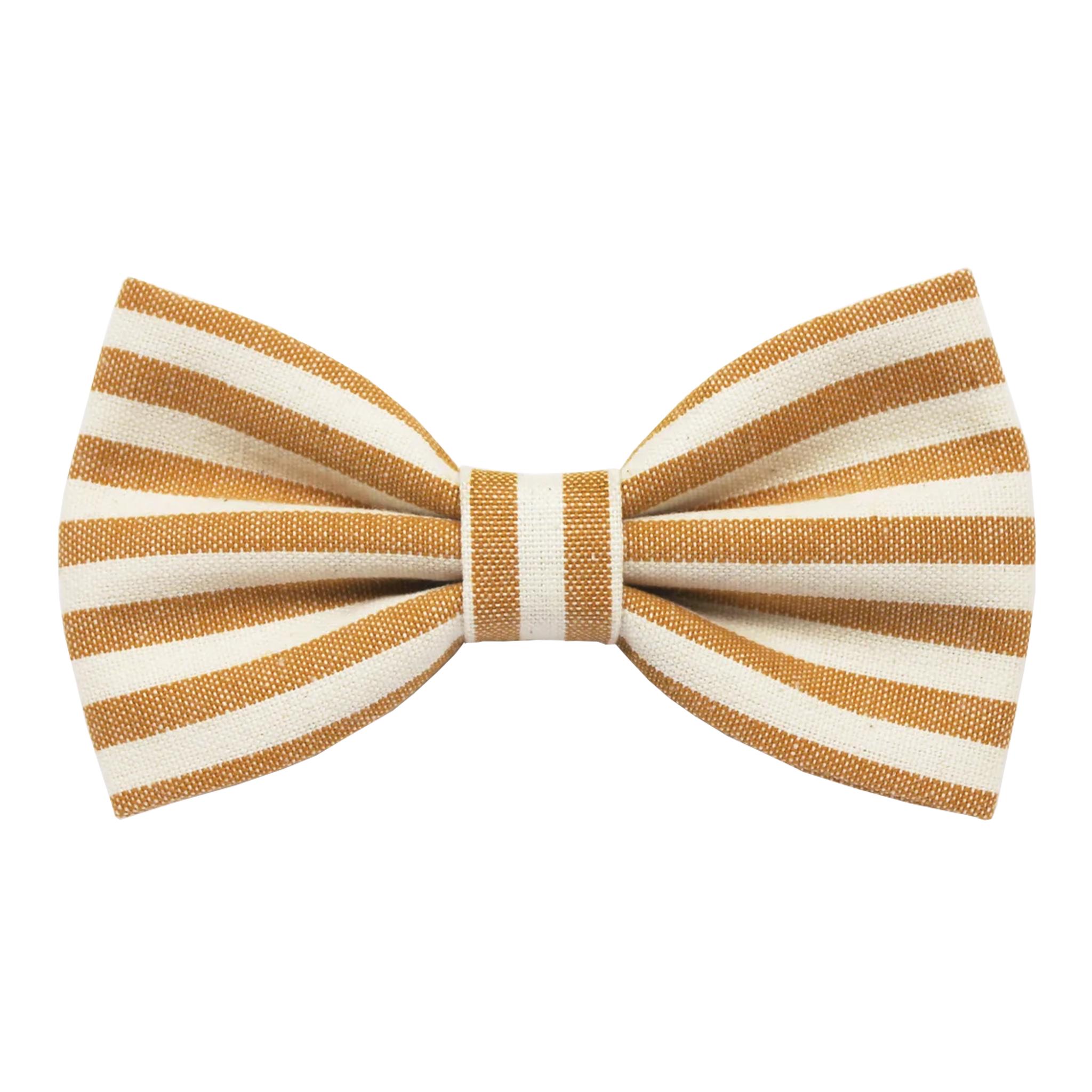 Men's Striped Bow Tie With Yellow Mustard Stripe Cotton Fabric, Tie ...