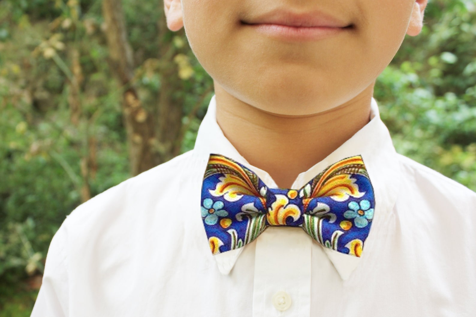 Bow Tie for Kids Blue Majolica Pattern, Tie Children, Ceremony Page ...