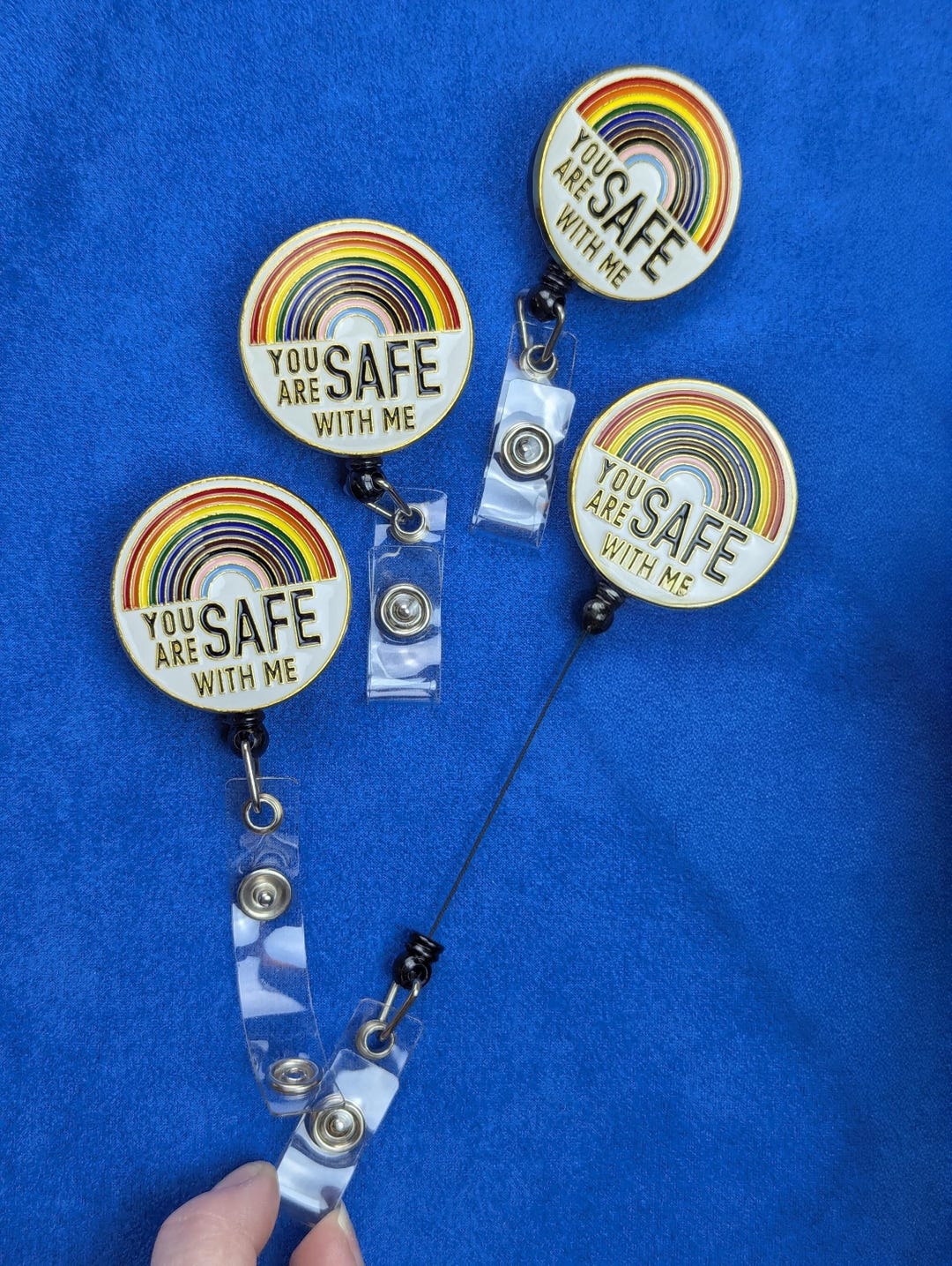 LGBTQIA+ Ally Safe Space Progress Pride Flag Enamel Retractable Badge ...