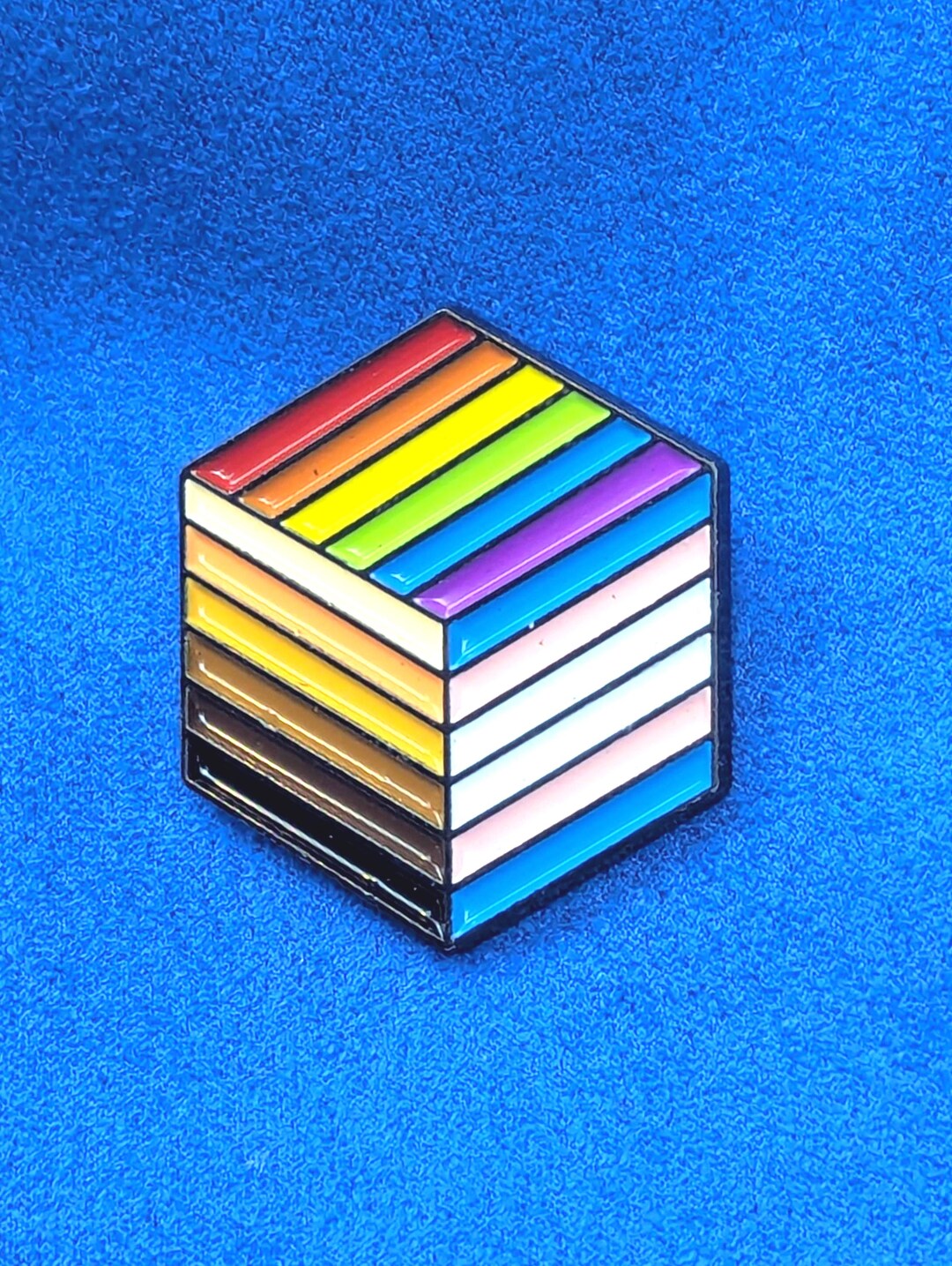 3D Progress Pride Flag Enamel Cube Pin, Geometric LGBT Ally Support ...
