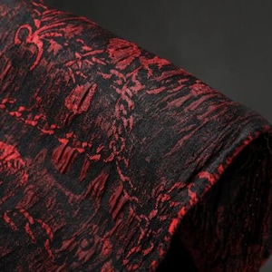 Retro Style Red Black Color Jacquard Fabric, Black Horse Pattern ...
