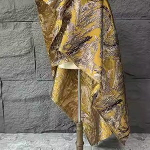Gold Yellow Color Jacquard Fabric, Jacket Dress Jacquard, Wedding ...
