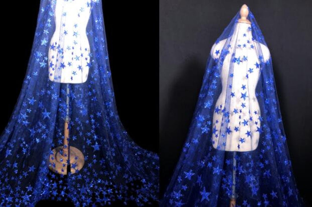 High Quality Blue Color Mesh With Five-pointed Star Style, Wedding Mesh ...