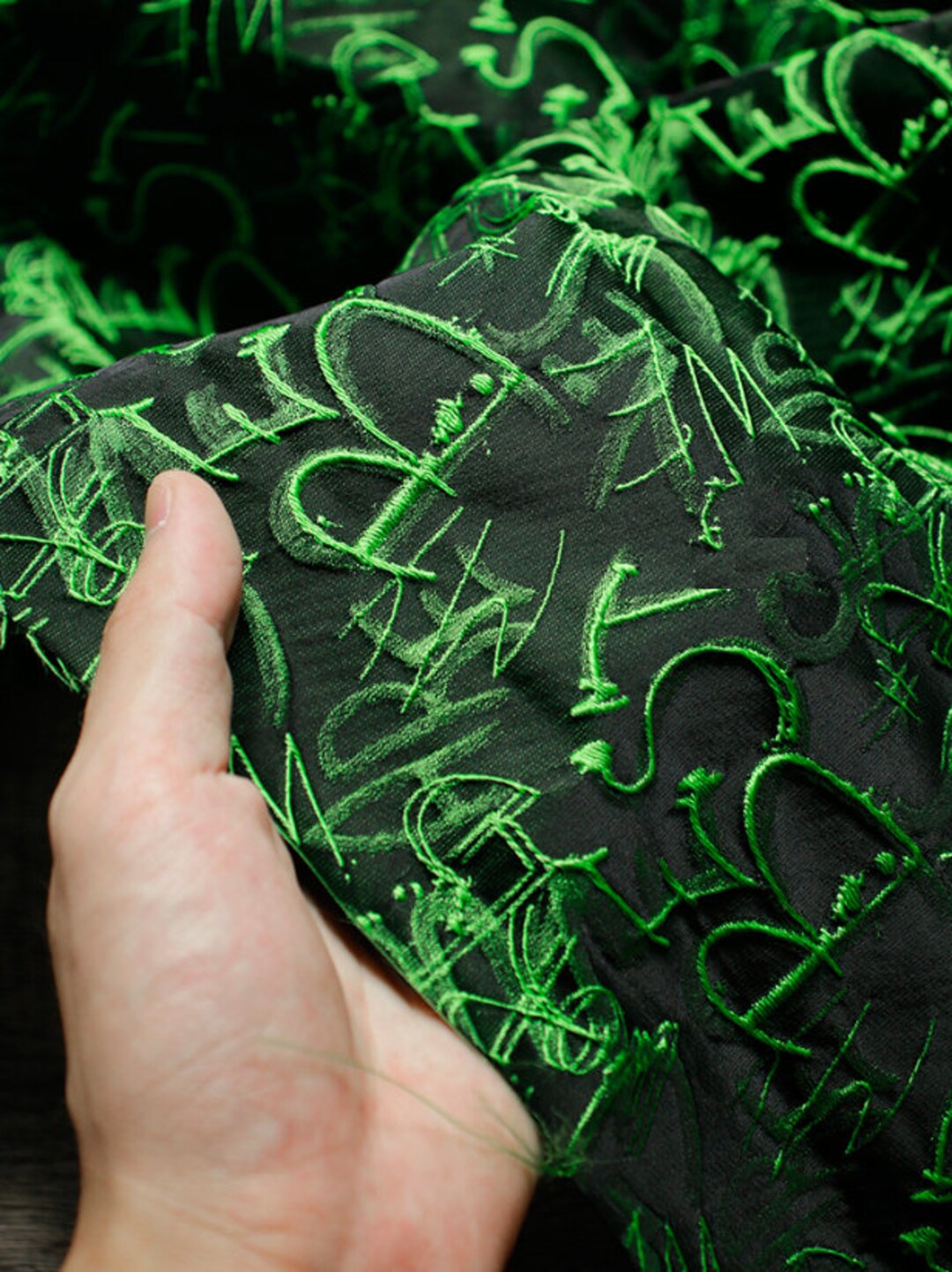 Spring Green Black Color Fabric, Two-sided Jacquard, Embroidered ...