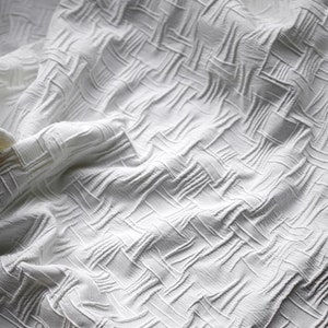 Cream White Color Tweed Pattern Fabric,3d Texture Jacquard Fabric, High ...