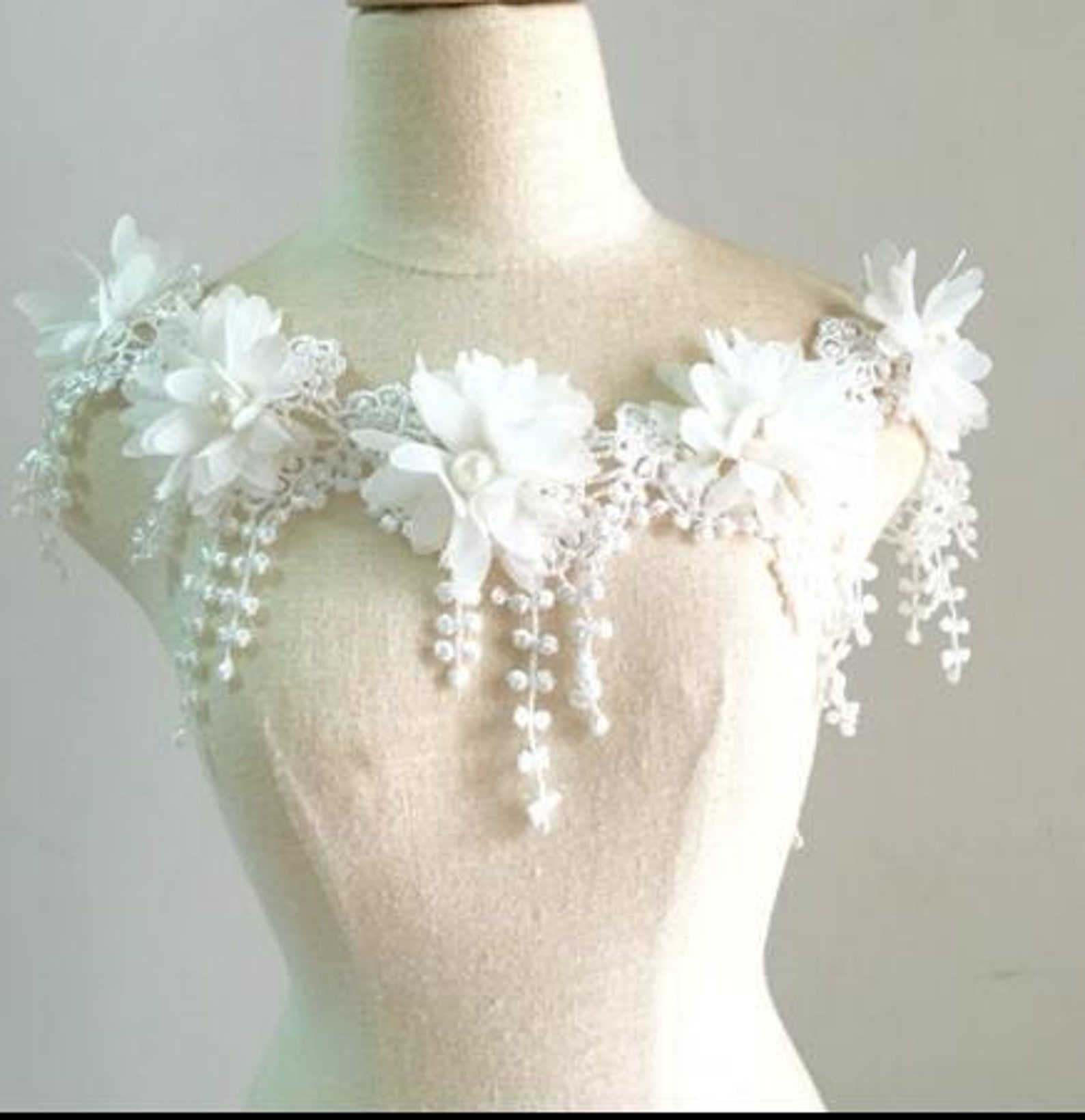 ON SALE Lace Chiffon Flower Applique Bridal Applique White | Etsy