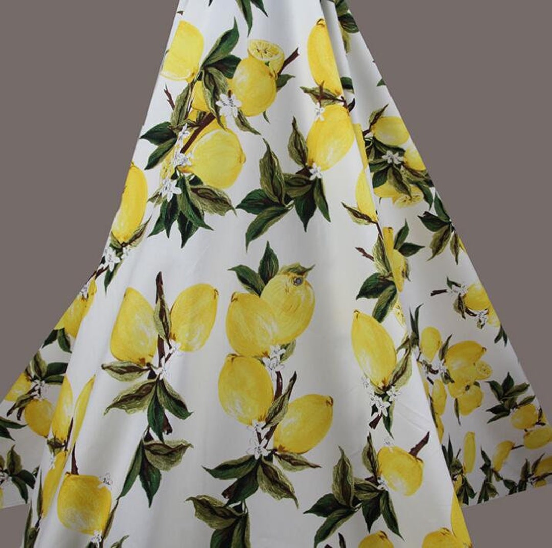 2 Color Black/off-white Fabric,100% Cotton Fabric, Printed Lemon Style ...