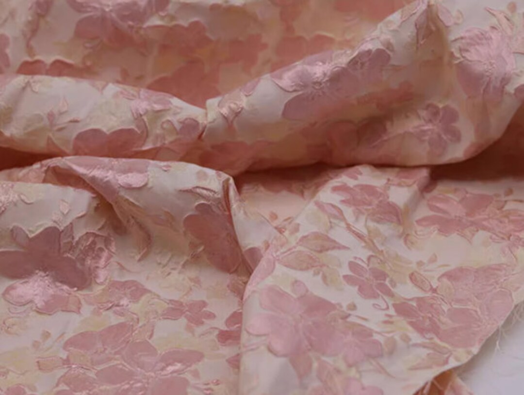 Gentle Floral Fabric, Pink Relief Jacquard Fabric, Cheongsam Fabric ...