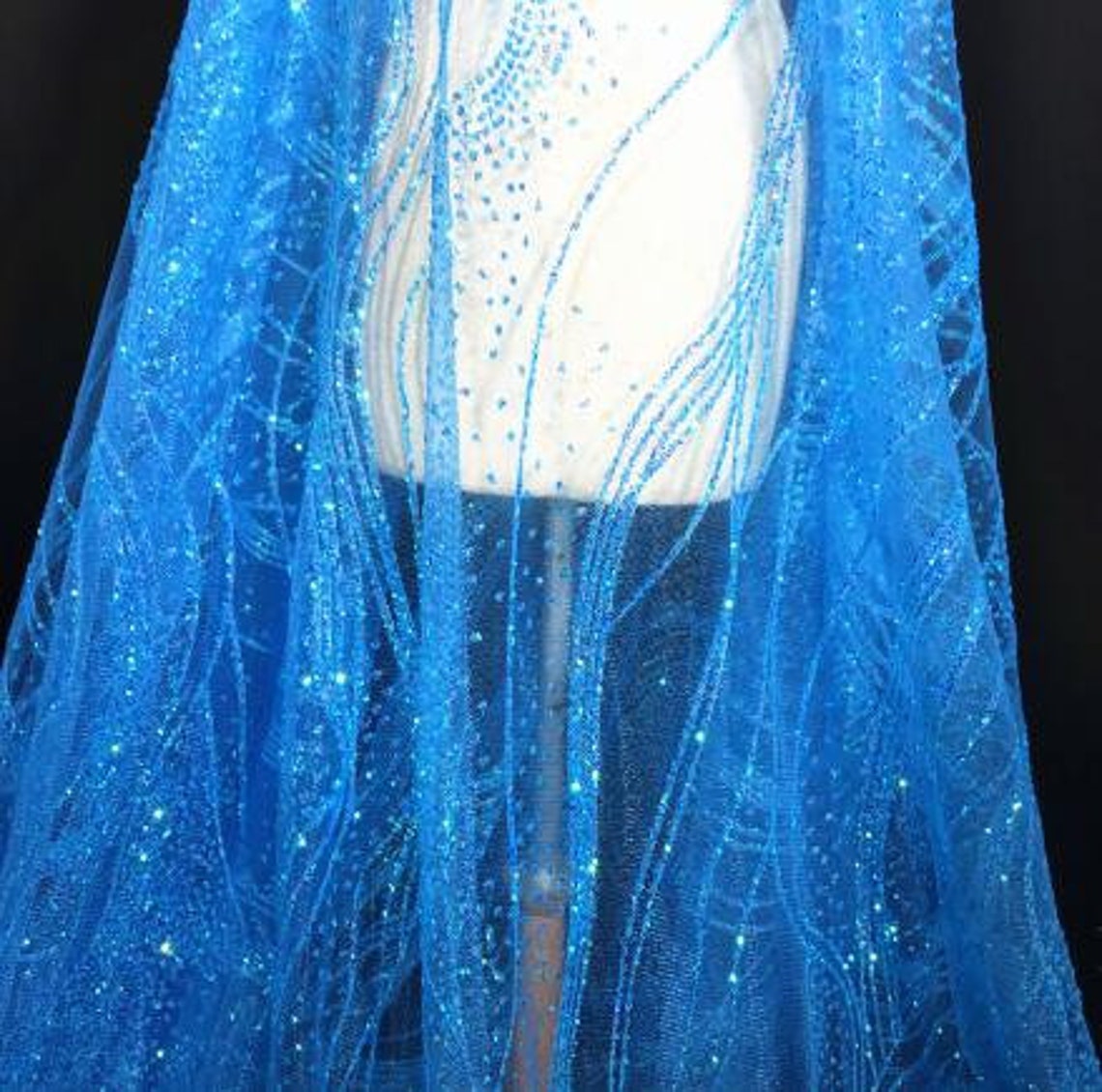 Blue Color Mesh Fabric Glitter Mesh Fabric Shiny Mesh - Etsy