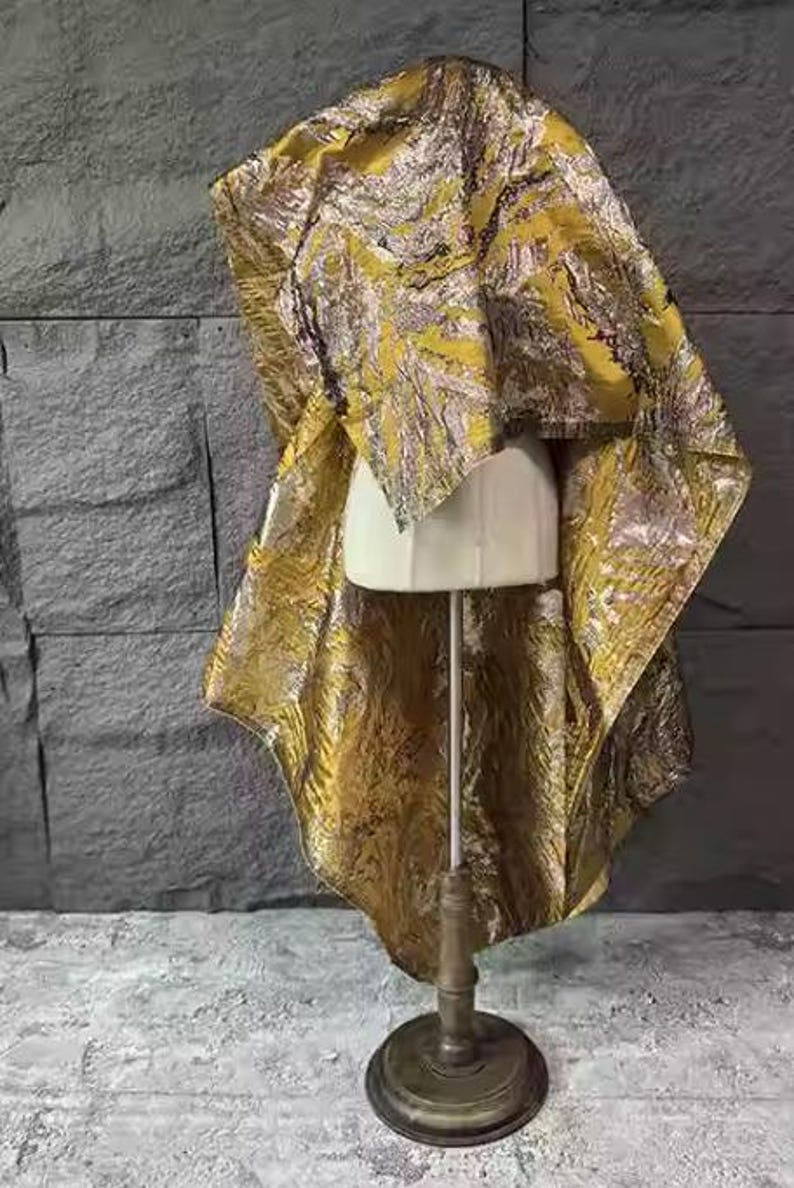 Gold Yellow Color Jacquard Fabric, Jacket Dress Jacquard, Wedding ...