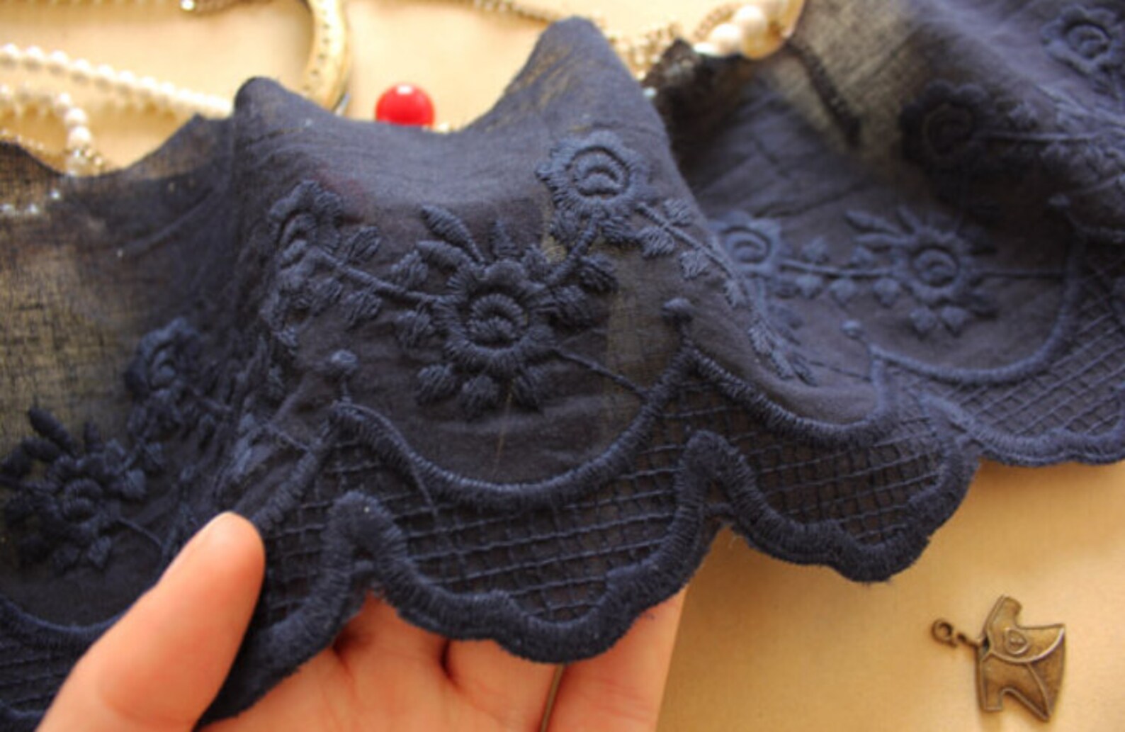 SALE!!!3 Color Cotton Lace Trim Navy Blue Lace Trim Embroidery Lace ...