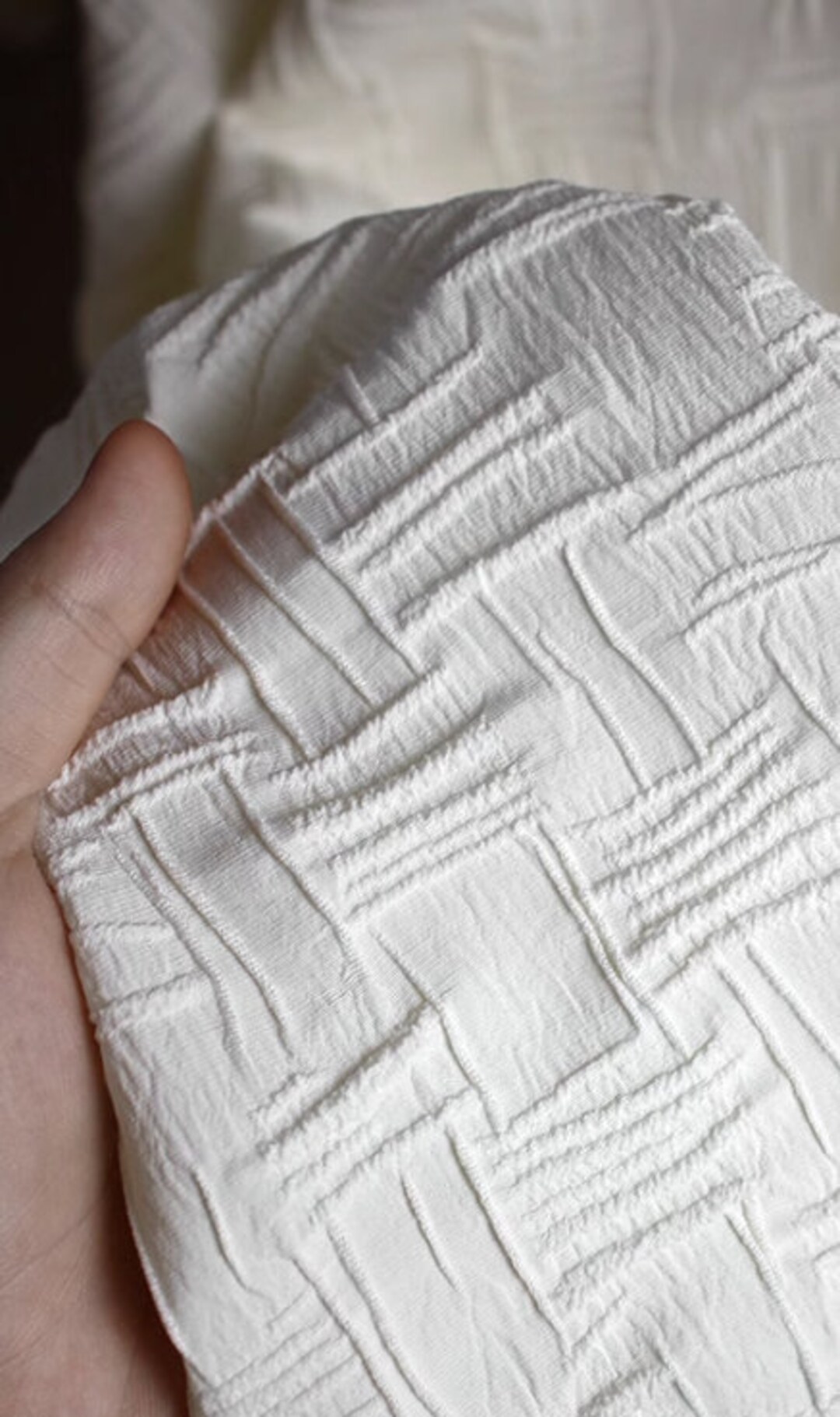 Cream White Color Tweed Pattern Fabric,3d Texture Jacquard Fabric, High ...