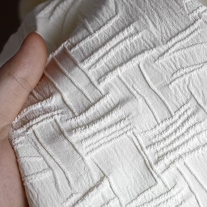 Cream White Color Tweed Pattern Fabric,3d Texture Jacquard Fabric, High ...