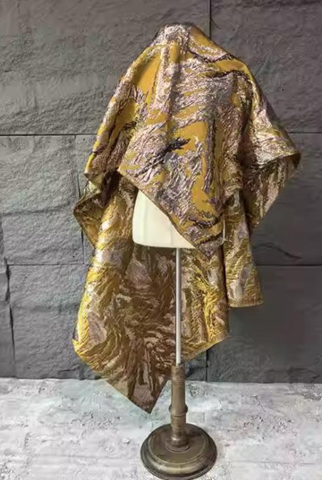 Gold Yellow Color Jacquard Fabric, Jacket Dress Jacquard, Wedding ...