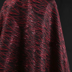 Red and Black Jacquard Fabric, Silver Silk Texture Jacquard Fabric ...