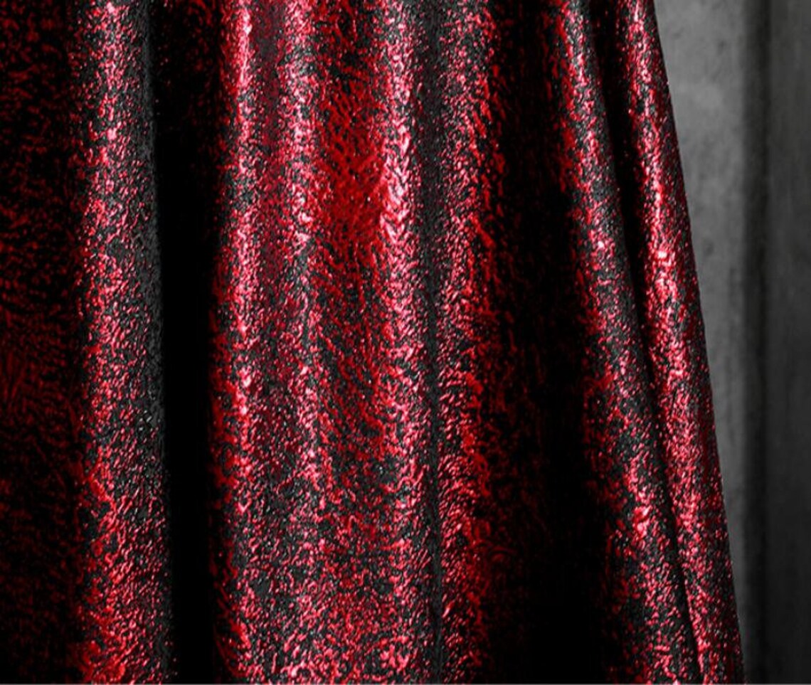 Spring Fabric Two-sided Jacquard Shiny Black Red Color - Etsy