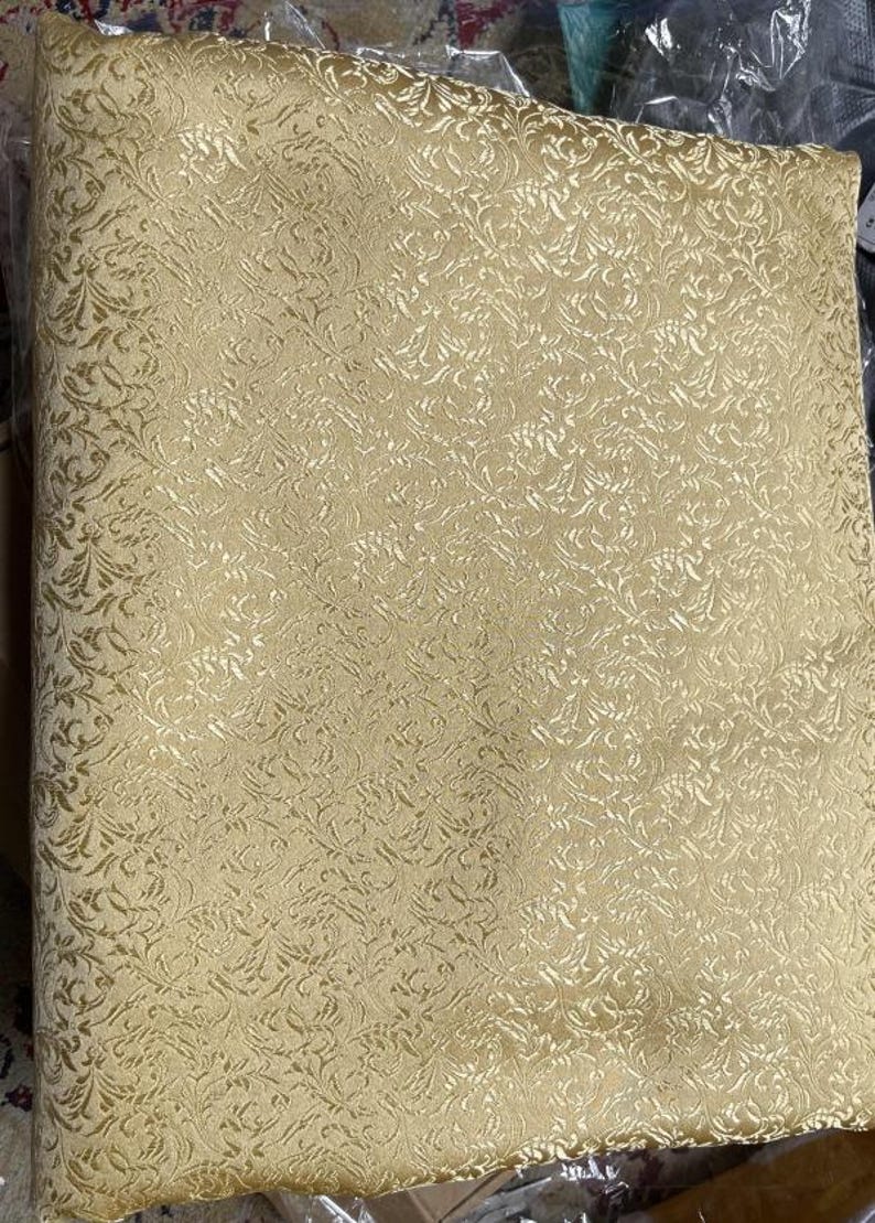 Light Gold Color Brocade Fabric With , Jacquard Fabric, Wedding Dress ...