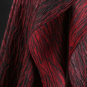 Red and Black Jacquard Fabric, Silver Silk Texture Jacquard Fabric ...