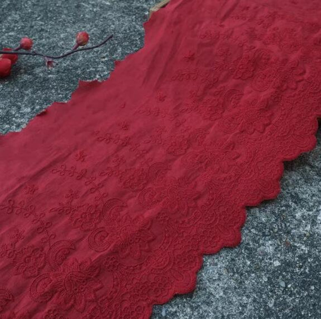 22cm Wide/8.66" Lace Trims, Dark Red Color Lace Trims, Cotton Wedding ...
