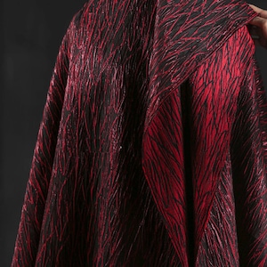 Red and Black Jacquard Fabric, Silver Silk Texture Jacquard Fabric ...
