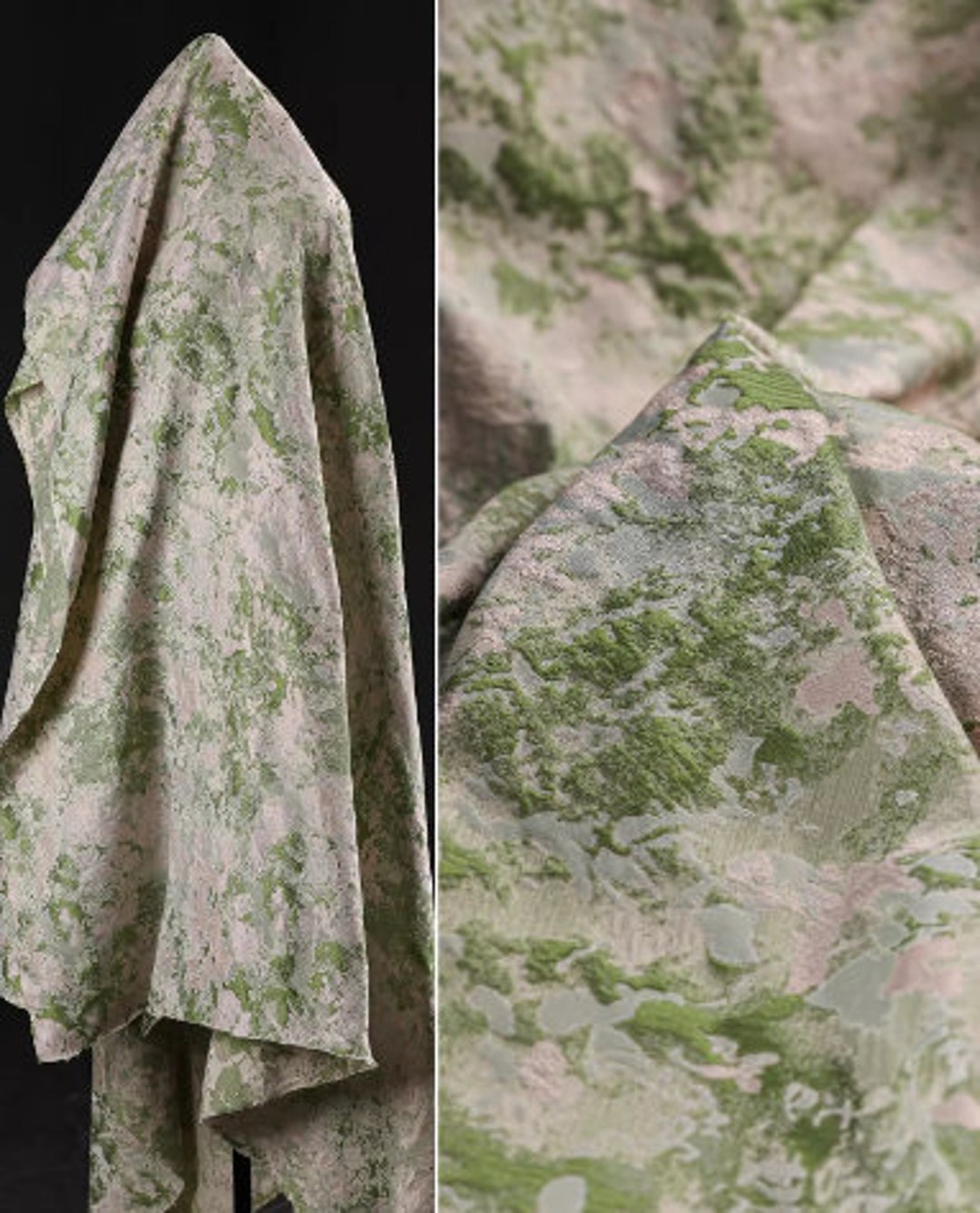 Pink Green Texture Jacquard Fabric, Moss Texture Jacquard Fabric ...
