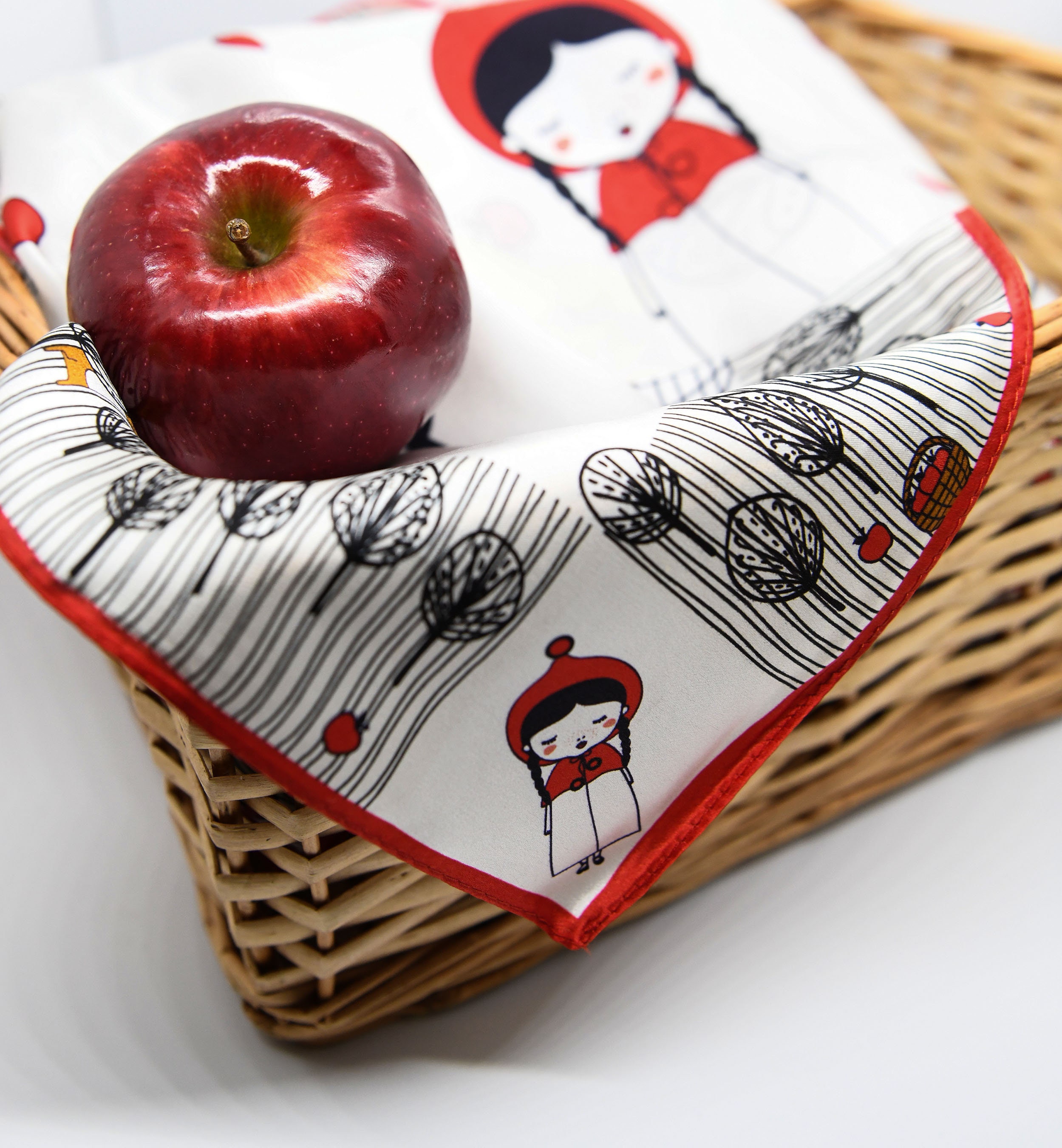 Little Red Riding Hood Illustrated 100% Silk Scarf 90x90 Cm - Etsy UK