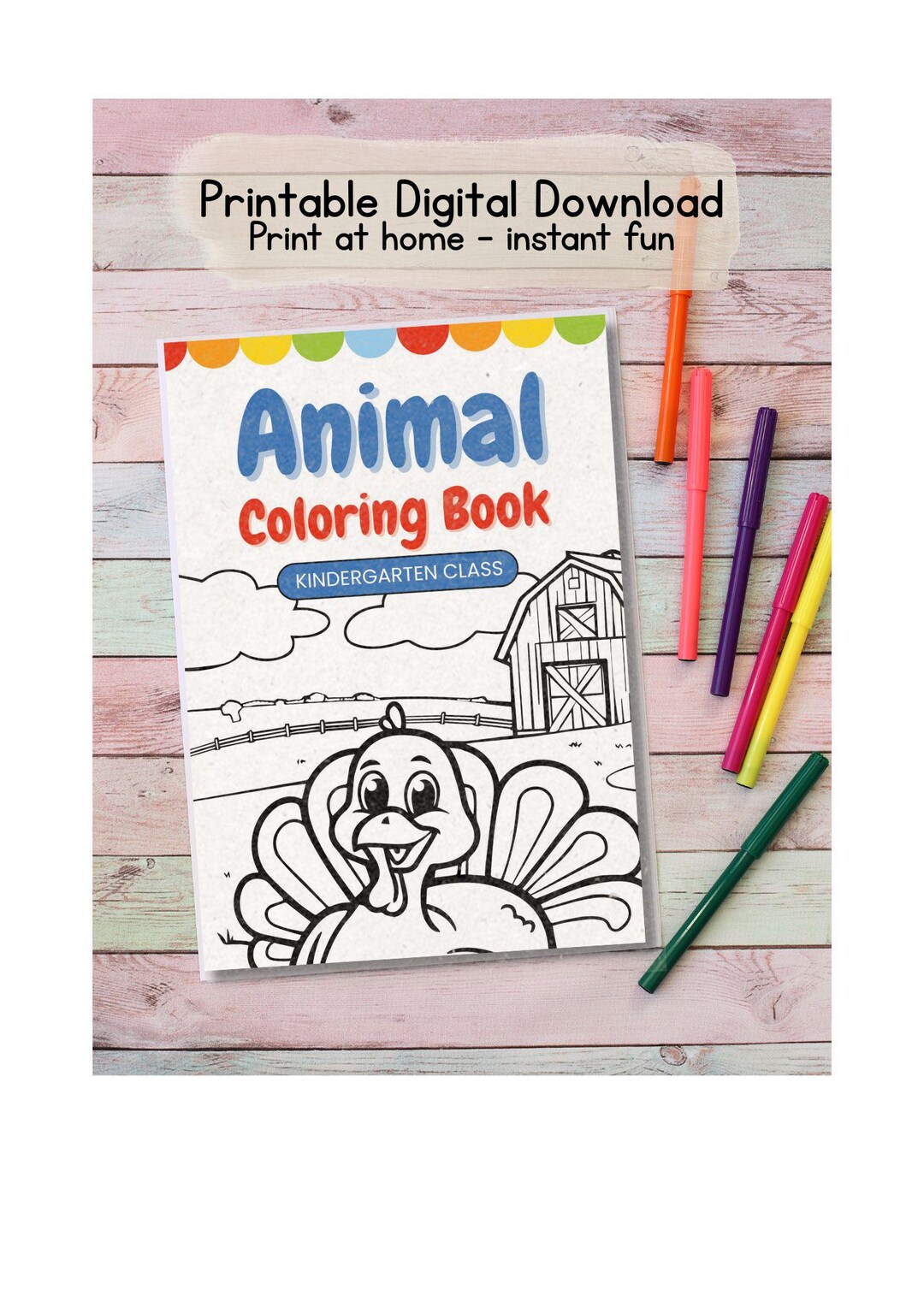 Farm Animal Coloring Book Printable | Kids Writing Practice Pages ...