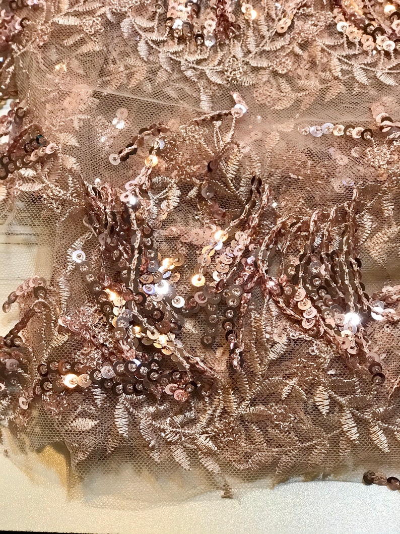 Sequins Embroidered on Mesh Lace Fabric by the Yard Sequins | Etsy