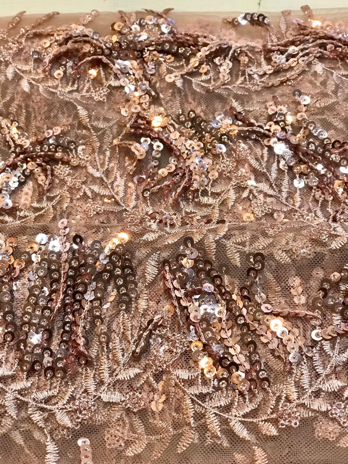 Sequins Embroidered on Mesh Lace Fabric by the Yard Sequins | Etsy