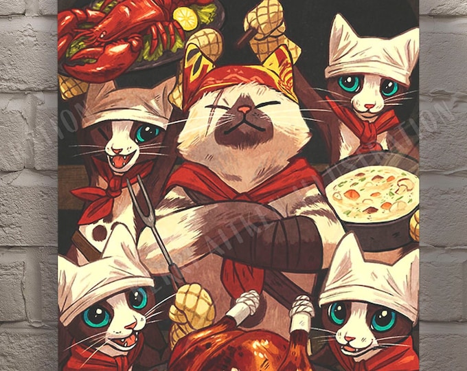 Meowscular Chef- 11"x17" Print - Monster Hunter World Palico Fan Art - Etsy