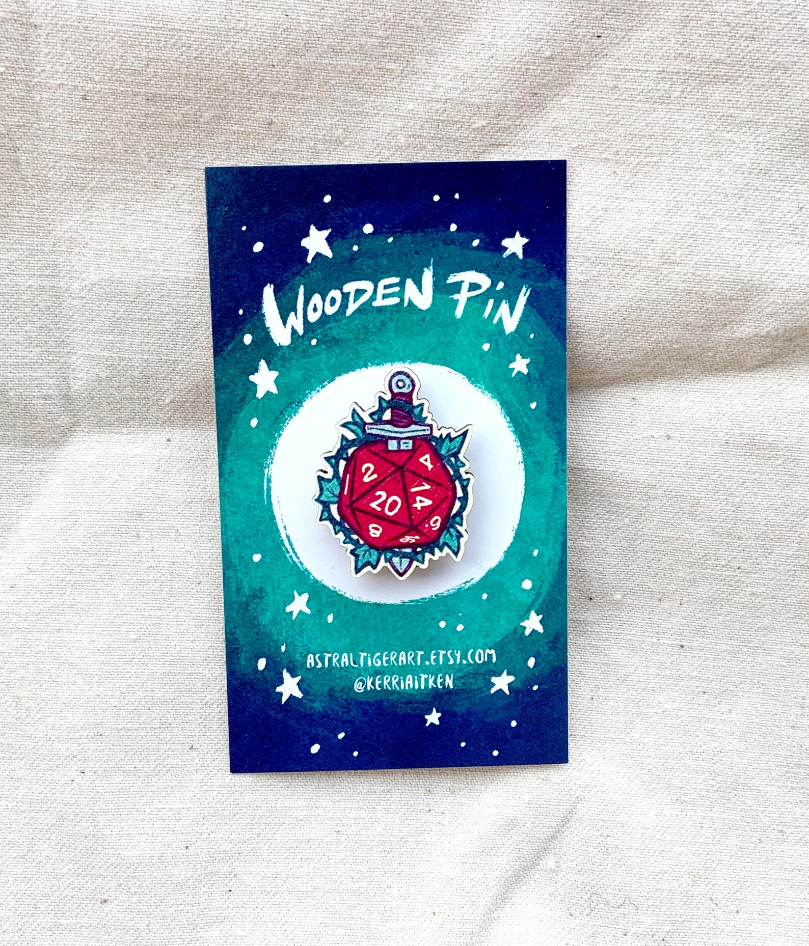 D20 1.25 Wooden Pin - Etsy