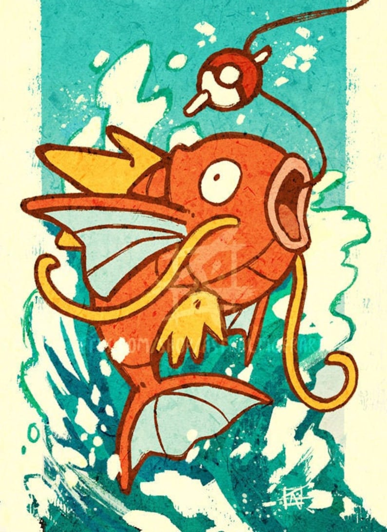 Magikarp Print Poster or Postcard Sizes Pokemon Fan Art | Etsy