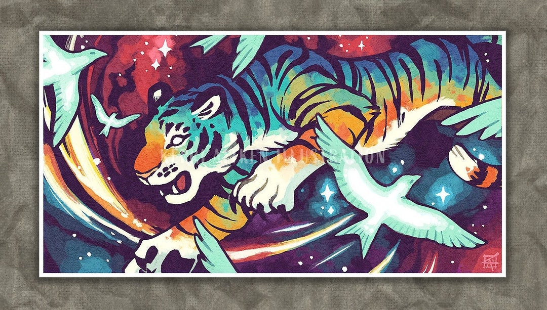 Astral Tiger - 9x17" Original Art Print / Poster - Etsy