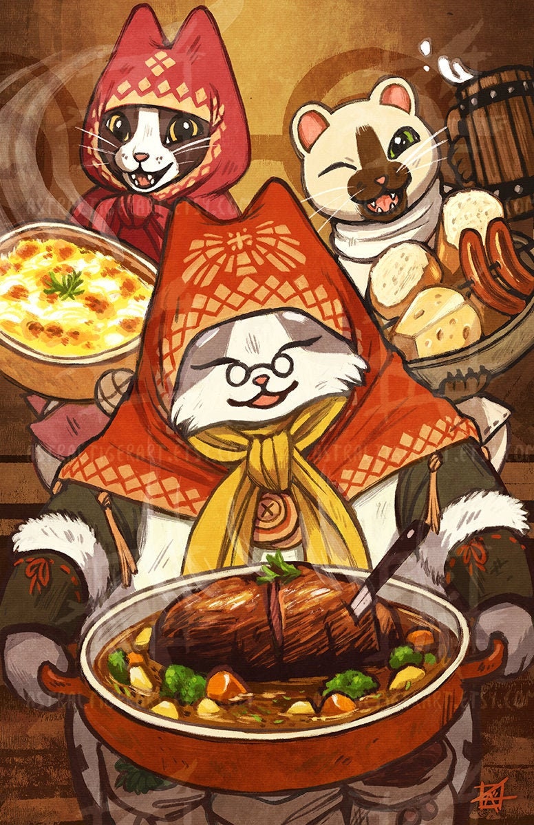 Grammeowster Chef 11x17 Print Monster Hunter - Etsy