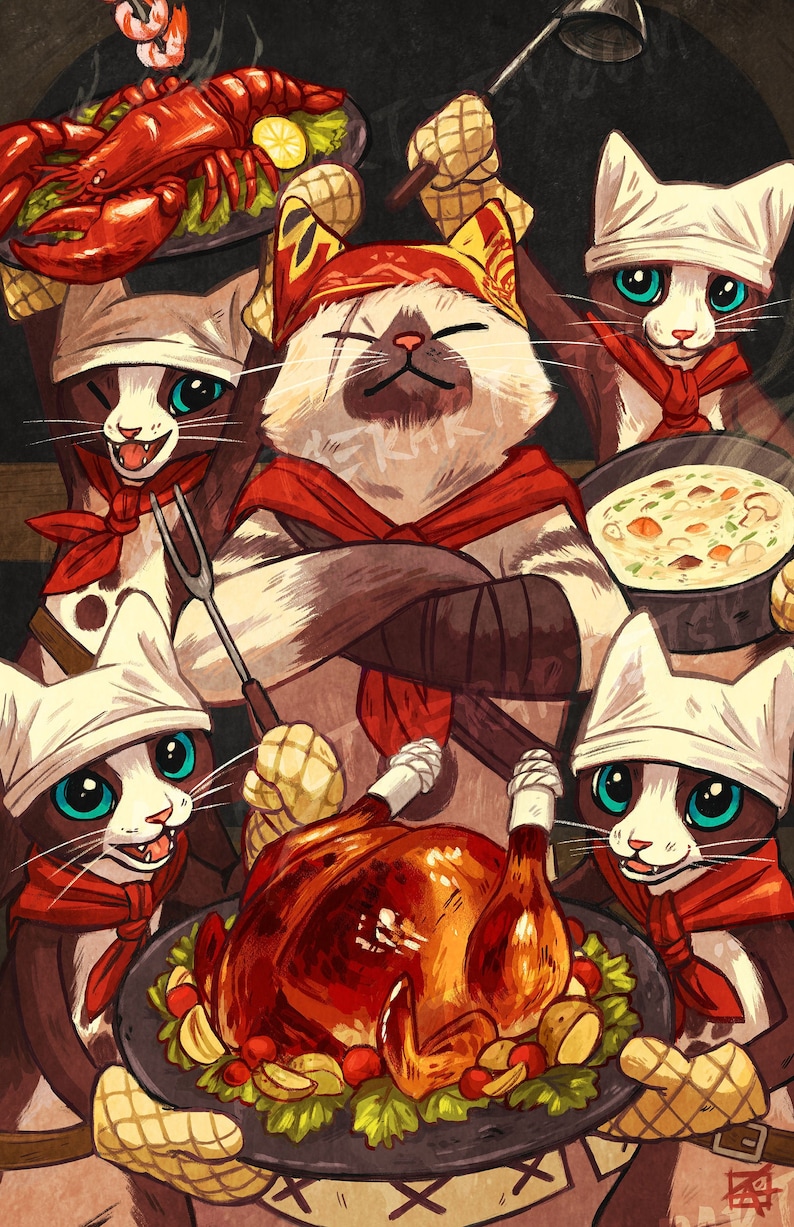 Meowscular Chef 11x17 Print Monster Hunter - Etsy
