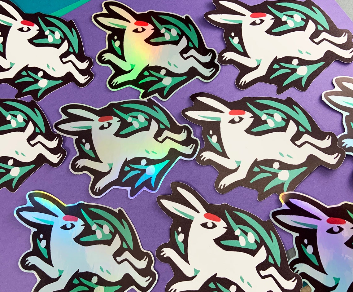 Ghost Rabbit Vinyl Sticker Iridescent or Matte - Etsy