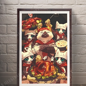 Meowscular Chef- 11"x17" Print - Monster Hunter World Palico Fan Art - Etsy
