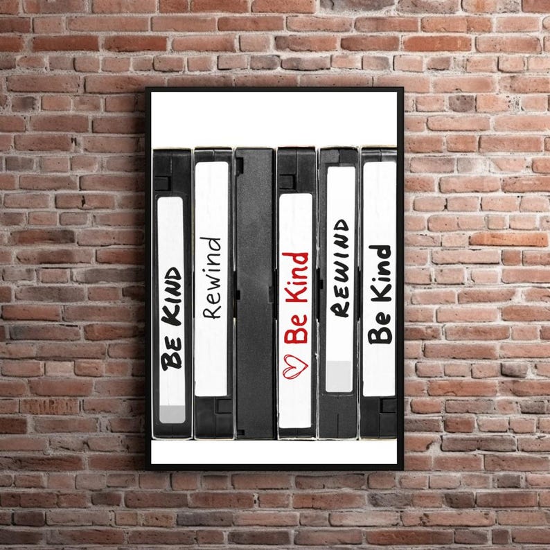 Retro VHS Poster, Printable 80s Be Kind Rewind Movie Wall Art Dorm ...
