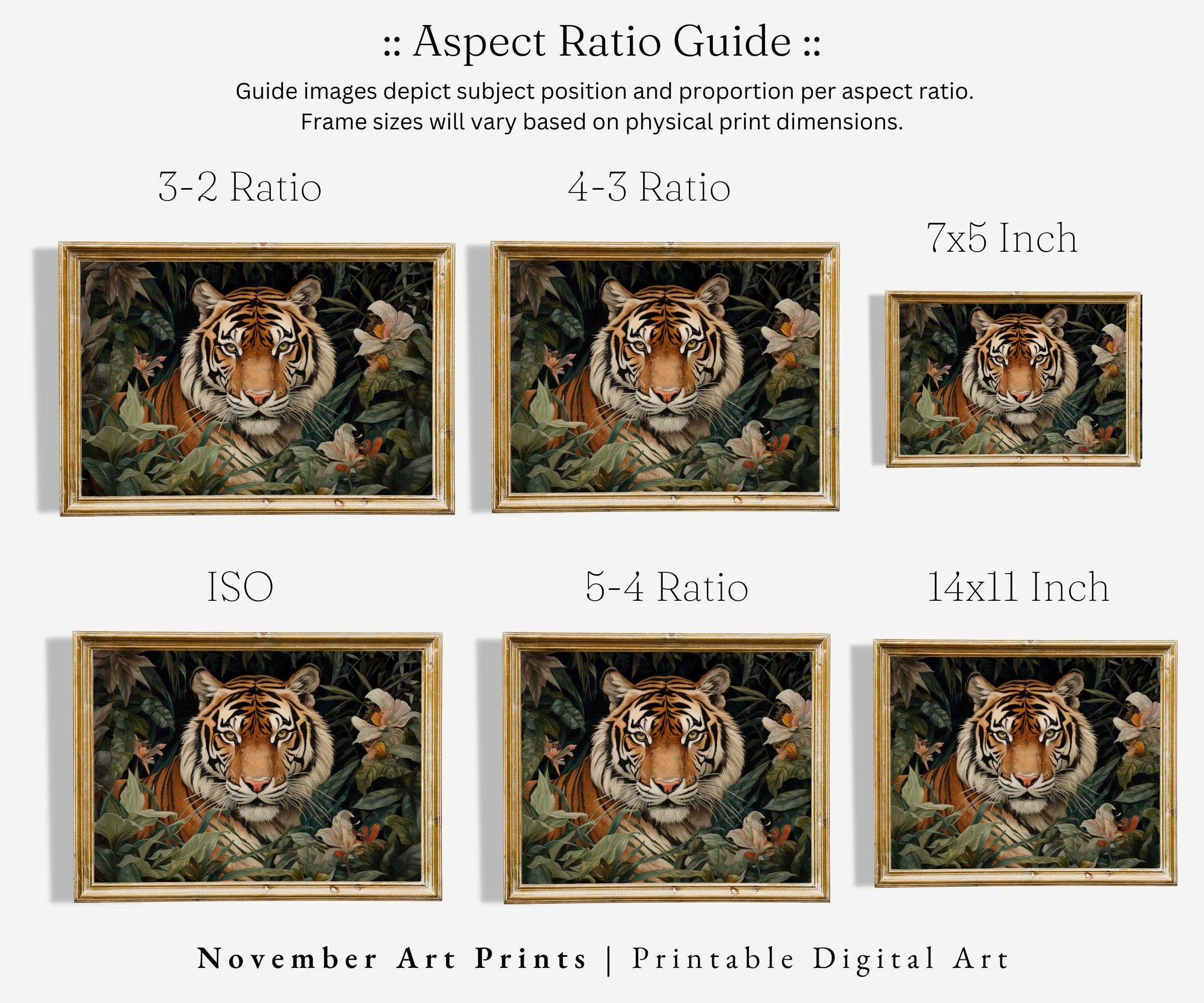 Boho Tiger Print, Printable Tiger Painting, Bohemian Tiger Artwork ...